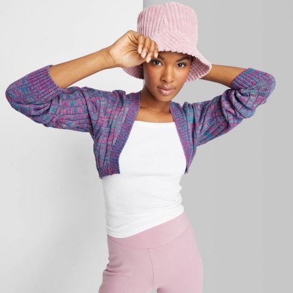 wild fable | Sweaters | Pink Blue Rib Knit Sweater Shrug Cardigan ...